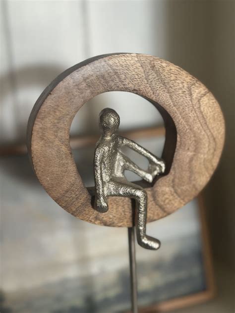 Soul Searching Aluminium Mango Wood And Marble Sculpture Silver