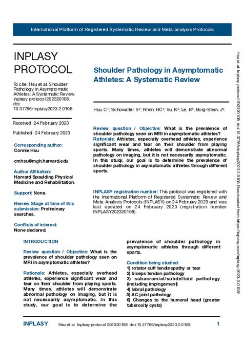 Pdf Shoulder Pathology In Asymptomatic Athletes A Systematic Review