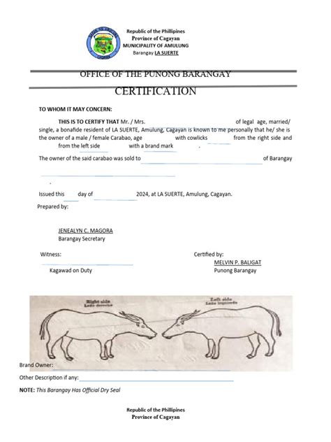 Certification For Cattle Buyer Pdf