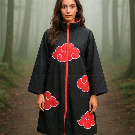 Naruto Akatsuki Cloak Twill Weave Red Cloud Cosplay Coat Hobby Zone