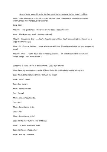 Mothers Day Class Assembly Script For Ks2 Teaching Resources