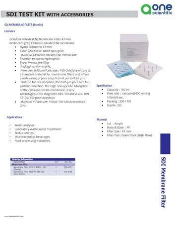 50hz Silt Density Index Sdi Test Kit 230vac At ₹ 7000piece In Mumbai