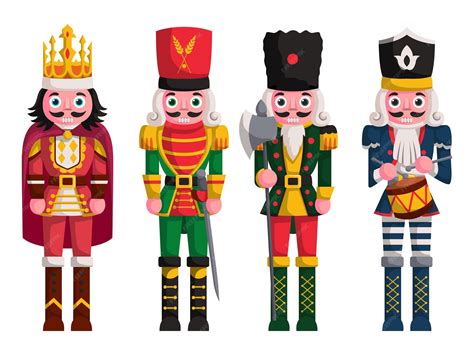 Premium Vector Flat Army Nutcracker Vector Drawing Illustration Set