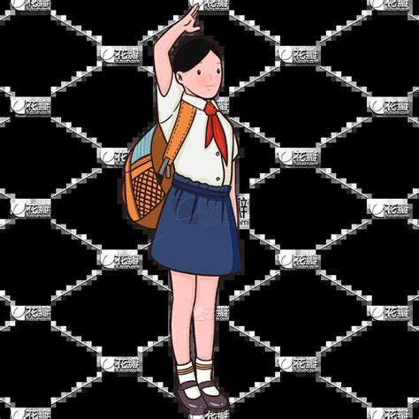 手绘 少先队员人物贴纸1素材 花瓣网