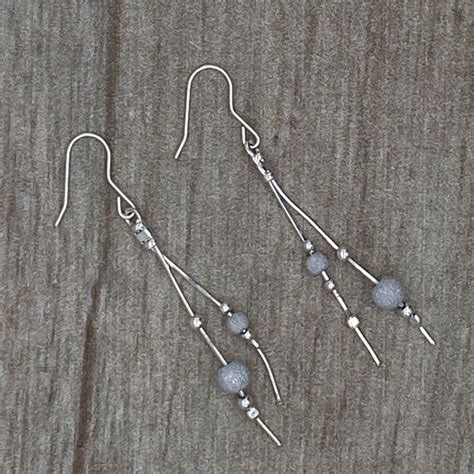 Silver And Crystal Drop Earrings Silver Wire Earrings Silver