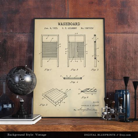Laundry Room Decor Washboard Patent Print Laundry Room Sign