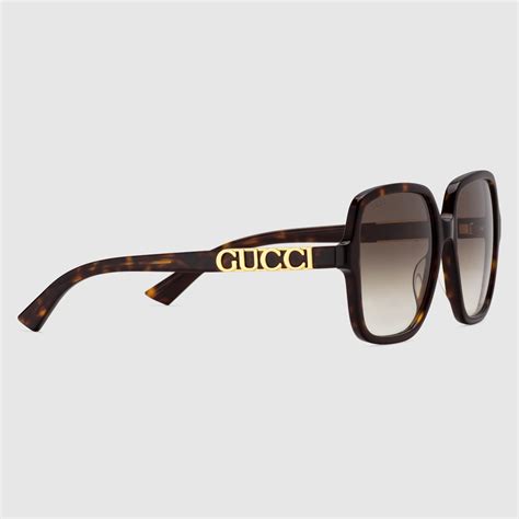 Rectangular Frame Sunglasses In Tortoiseshell Acetate Gucci® Tr