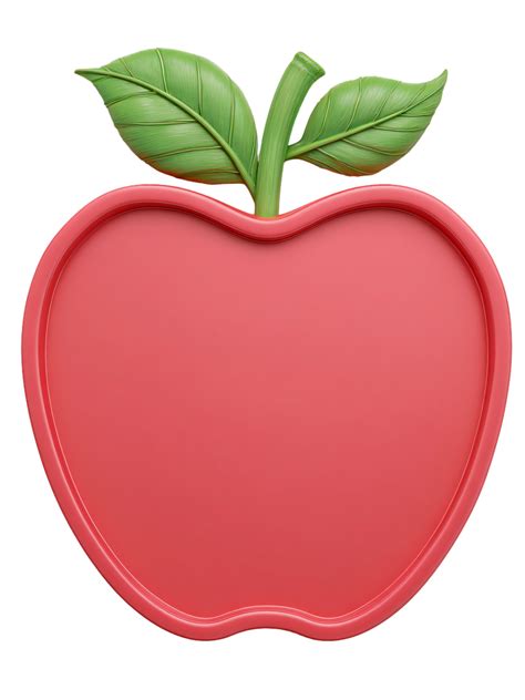 Bright Red Apple Shape With Green Leaf Design For Creative Projects