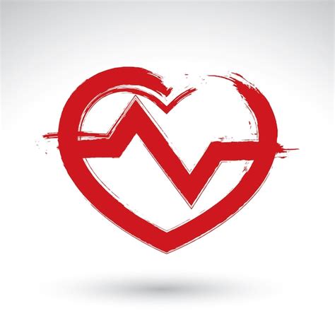 Premium Vector Hand Drawn Red Heart Icon Brush Drawing Heart Sign