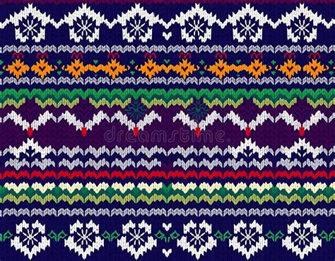 Fair Isle Sweater Pattern With Detailed Repeating Shapes Stock