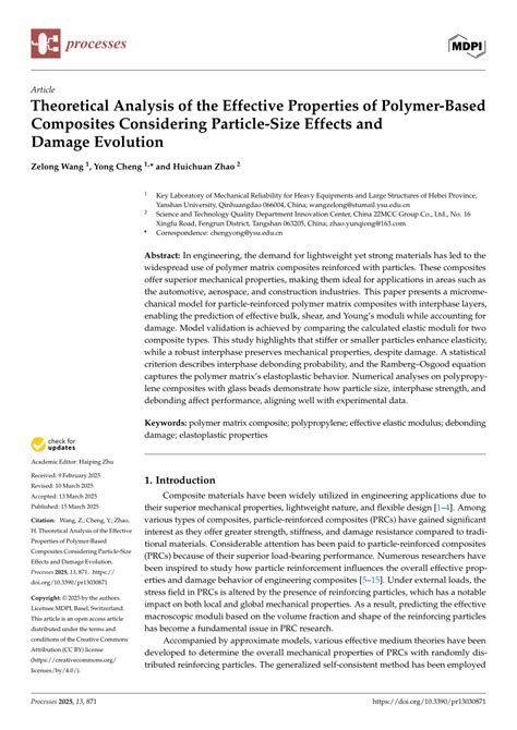 Pdf Theoretical Analysis Of The Effective Properties Of Polymer Based