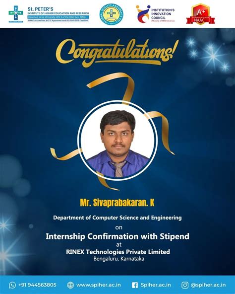 Internship Computerscience Engineering Achievement Rinextechnologies Bengaluru