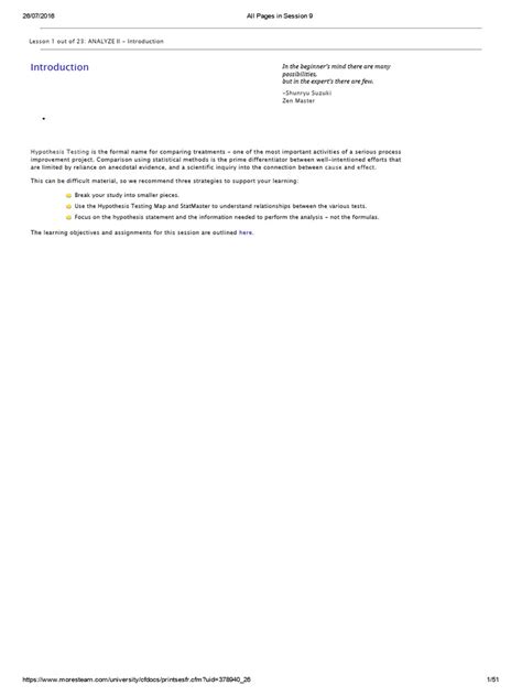 9 Analyze Ii Hypothesis Testing Pdf Statistical Significance P Value