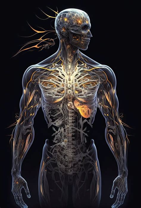 Anatomical Body Of Cyborg Robot With Artificial Intelligence Generative Ai Stock Illustration