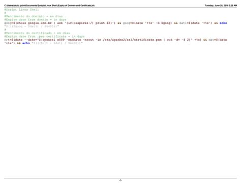 Linux Shell Expiry Of Domain And Certificate Ppt