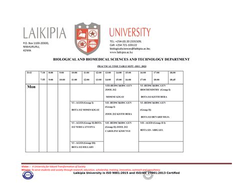 Final 2023 New Practical Timetable Sept Dec 2023 Biological And
