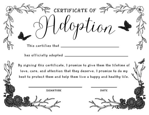 Fake Adoption Certificate Free Printable Free Printable Hub
