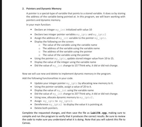 Solved 2 Pointers And Dynamic Memory A Pointer Is A