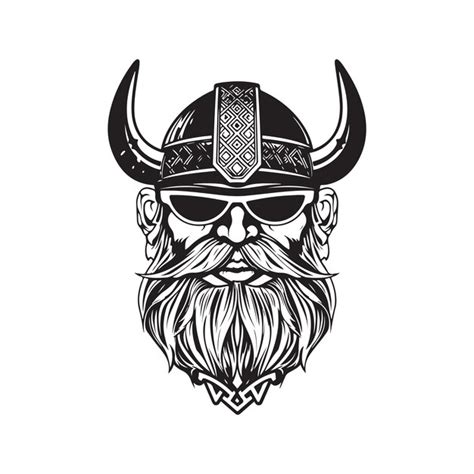 Premium Vector Viking Wearing Sunglasses Vintage Logo Line Art