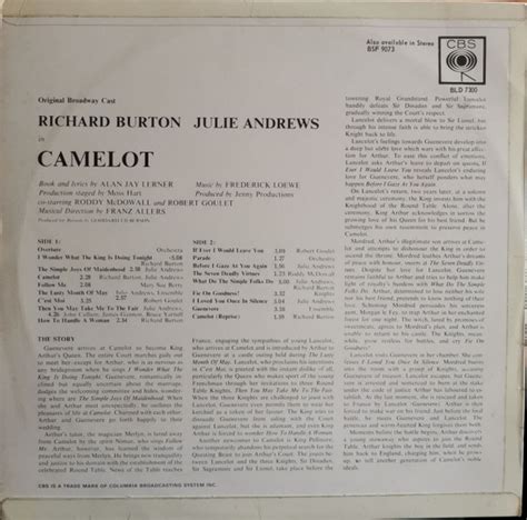 Camelot By Richard Burton 2 Julie Andrews Alan Jay Lerner