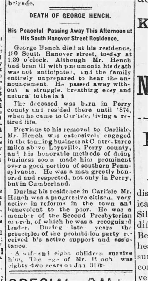 Goerge Hench Obit ™