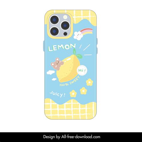 Phone Case Template Lovely Sky Elements Lemon Design Vectors Images