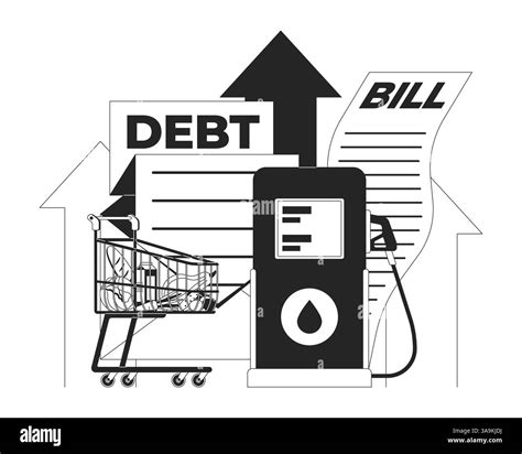 Rising Debt And Inflation Economic Line Illustration Concept Stock