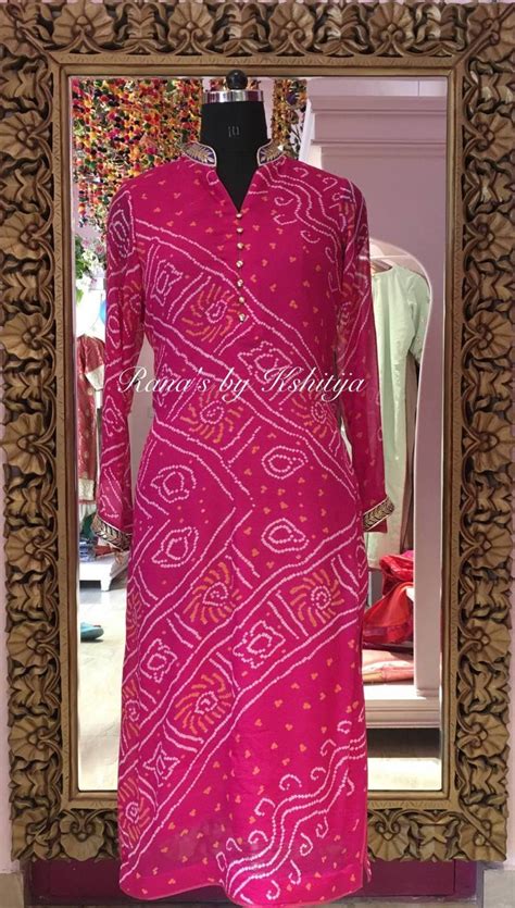 Bandhani Kurti Rani Pink In Pure Georgette In 2022 Bandhani Dress