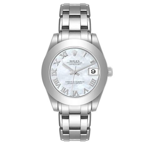 Rolex Pearlmaster 34mm Midsize White Gold Mop Ladies Watch 81209 For