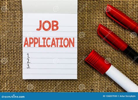 Word Writing Text Job Application Business Concept For The Standard