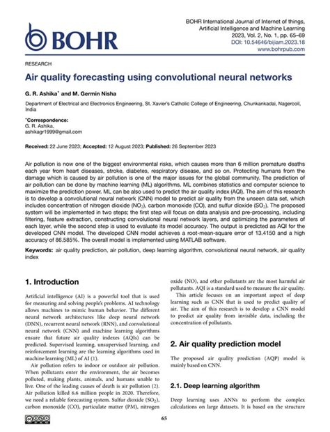 Air Quality Forecasting Using Convolutional Neural Networks Pdf