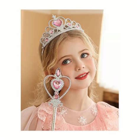 Elsa Princess Hair Accessories For Girls Crown Wand Set Plastic Headwear Party Wear 仙女棒 皇冠頭飾