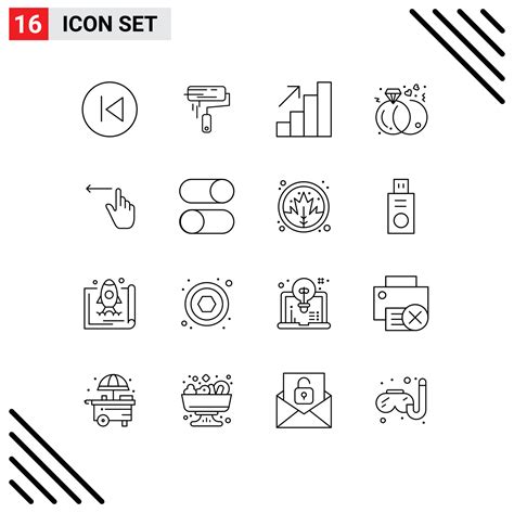 Pack Of 16 Modern Outlines Signs And Symbols For Web Print Media Such