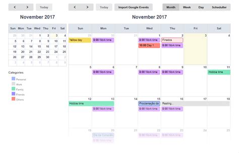 Calendar Features Scriptcase