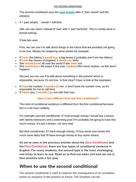 The Second Conditional Pdf Verb Clause The Second Conditional Pdf Verb Clause