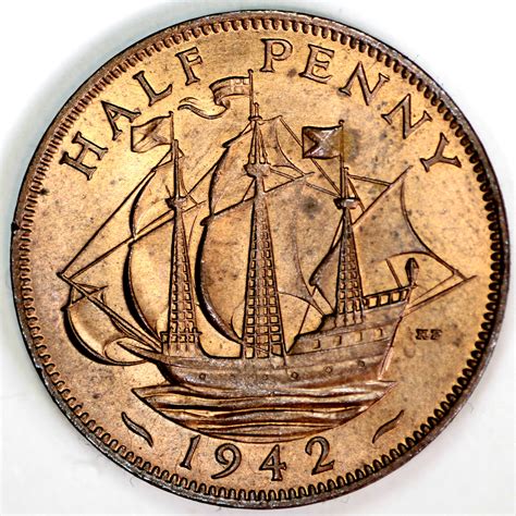 1942 George Vi Half Penny Good Unc Hp233