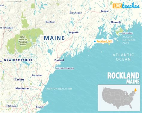 Map Of Rockland Maine Live Beaches