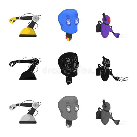 Isolated Object Of Robot And Factory Sign Set Of Robot And Space Vector Icon For Stock Stock