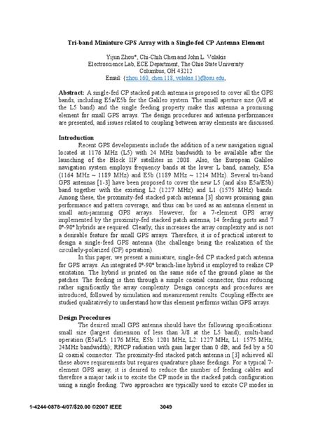 Tri Band Miniature Gps Array With A Single Fed Cp Antenna Element Pdf Tri Band Miniature Gps Array With A Single Fed Cp Antenna Element Pdf