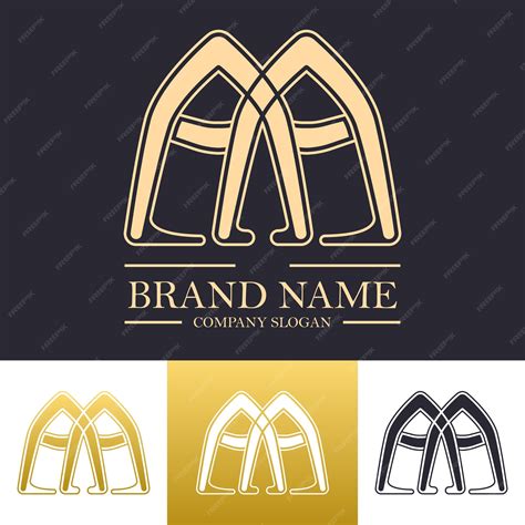 Création Abstraite De Logo De Lettre De Luxe Aa Avec Concept De Montagnes En Couleur Dorée ...