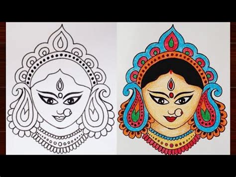 How To Draw Maa Durga Face Easy Line Drawing For Beggeiners