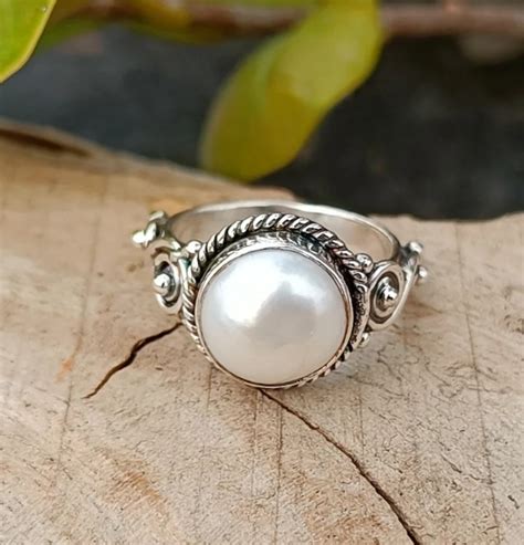 Fresh Water Pearl Ring 925 Sterling Silver Handmade Worry Ring All Size
