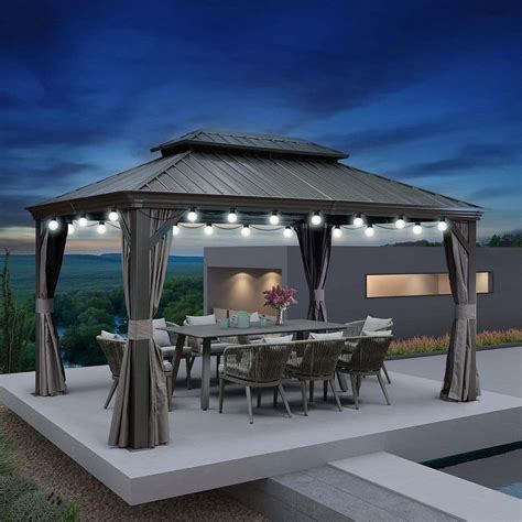 Purple Leaf 11 Ft X 14 Ft Gray Aluminum Frame Patio Outdoor Hardtop