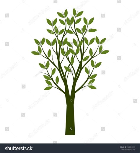 Green Tree Leaves Vector Outline Illustration Stock Vector Royalty Free 1763310935 Shutterstock
