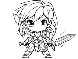 Brave Warrior Anime Girl Coloring Page