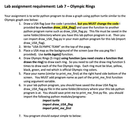 Assignment Requirement Lab 7 Olympic Rings
