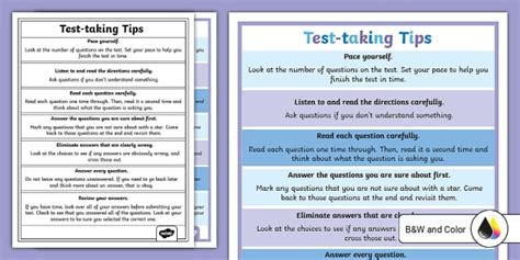 Test Taking Tips Poster