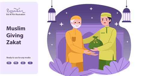 Muslim Giving Zakat Illustration Illustrations Ft Ramadan And Ramadhan