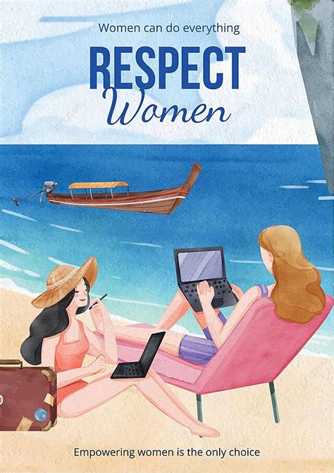 Watercolor Poster Template Featuring An Adventurous Working Woman