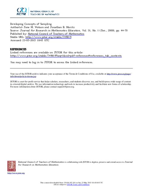 Pdf Developing Concepts Of Sampling